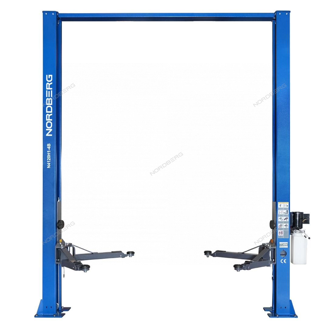 Подъемник двухстоечный 4 т, верхняя синхронизация, H=4 м, 220 В, синий ...